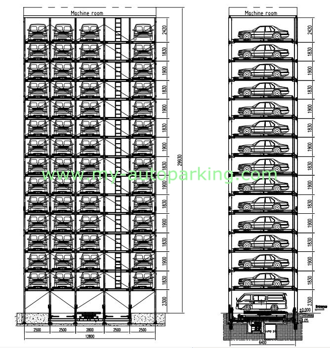 8 to 30 Levels Tower Building/ Automatic Multipark Tower Parking ...