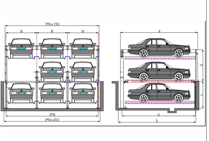 -1+2 (3 Levels) Residential Area Parking Lot Smart Card Pit Design ...