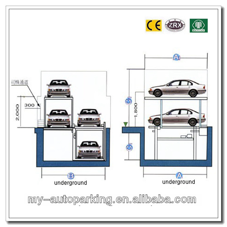 Fours Cars Pit Parking Lifts/ 2 Level Parking Lift/Vertical Parking Car ...